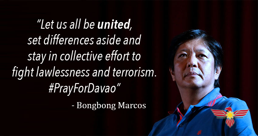 Bongbong Marcos calls for unity after Davao City bombing – Bagong Lipunan