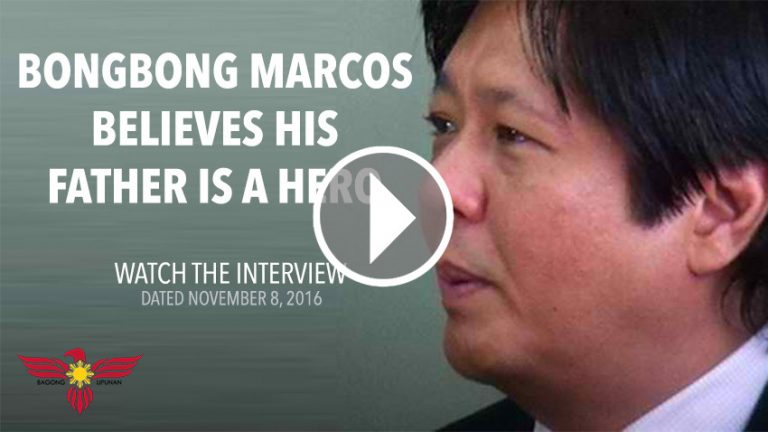 Bongbong Marcos believes his father is a hero – Bagong Lipunan
